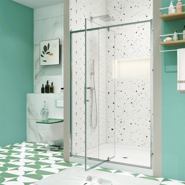 Audiohome 38-42" W X 71" H Piovt Swing Glass Shower Door | Wayfair